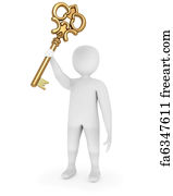 Free art print of 3d man running with big key. White 3d man running ...