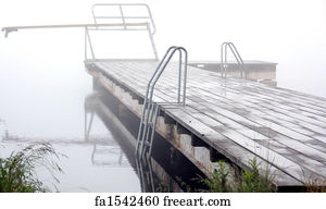 Free art print of Bridge in fog. Wooden bridge engulfed by dense fog ...