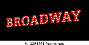 Free art print of Red broadway sign. Red broadway sign, black and white ...