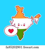 Free art print of Cute happy and sad funny India map and flag. Cute ...