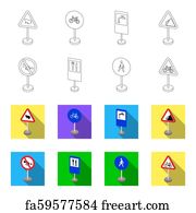 Free art print of Different types of road signs outline, monochrome ...
