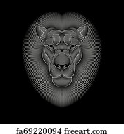 Free art print of Engraving of stylized psychedelic rabbit portrait on ...