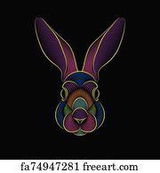 Free art print of Engraving of stylized psychedelic rabbit portrait on ...