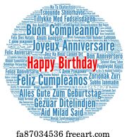 Free art print of Happy Birthday in different languages word cloud ...