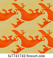 Free art print of Japanese seamless waves. Japanese seamless waves ...