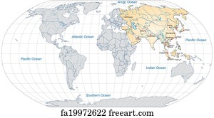 Free art print of Map of Asia and th with main cities. Map of Asia and ...