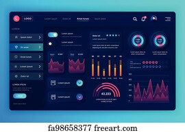 Free art print of Dashboard UI. Admin panel vector design template with ...
