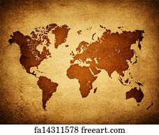 Free art print of Old world map background. Old nautical vintage world ...