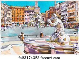Free art print of Roman cityscape painted by pencil | FreeArt | fa10846999