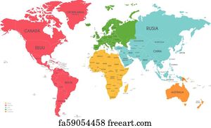 Free art print of Political World Map vector illustration with ...