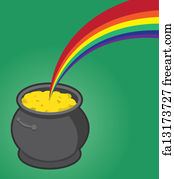 Free art print of Pot of gold with magic rainbow. Pot of gold with ...