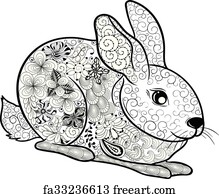 Free art print of Engraving of stylized psychedelic rabbit portrait on ...