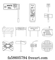 Free art print of Different types of road signs outline, monochrome ...