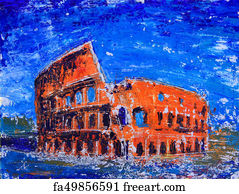 Free art print of Roman cityscape painted by pencil | FreeArt | fa10846999