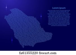 Free art print of Oman map abstract schematic from blue ones and zeros binary digital code for ...
