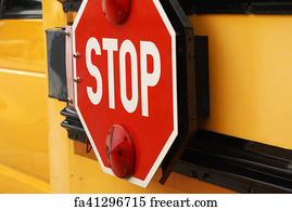Free art print of School bus stop sign. Wide angle view of schol bus ...