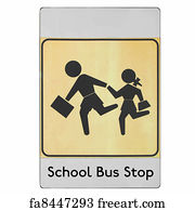 Free art print of School bus stop sign. Wide angle view of schol bus ...