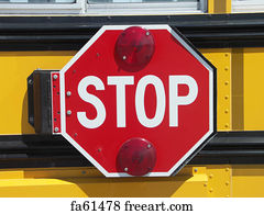 Free art print of School bus stop sign. Wide angle view of schol bus ...