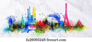 Free art print of Silhouette ink Paris. Silhouette Paris city painted ...