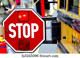 Free art print of School bus stop sign. Wide angle view of schol bus ...
