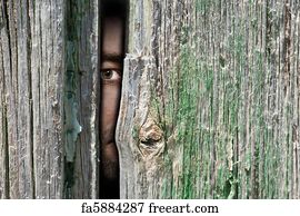 Free Male Person Hide Behind A Wooden Wall Art Prints and Artworks ...