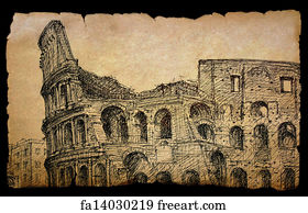 Free art print of Roman cityscape painted by pencil | FreeArt | fa10846999